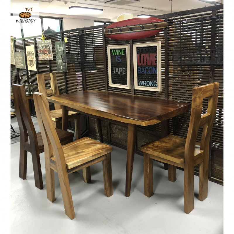Suar dining table with suar dining chairs | Wihardja Teak Furniture ...