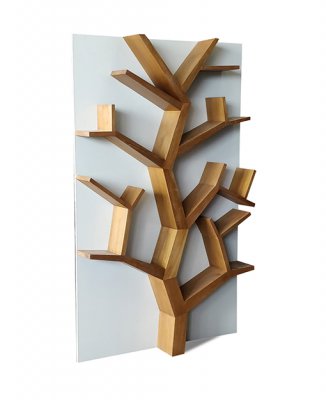Dexter Wood Wall Tree Shelf With White Backing | Wihardja Teak ...