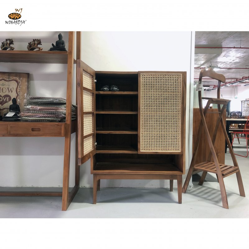 teak shoe cabinet singapore with rattan doors for entryway | Wihardja ...