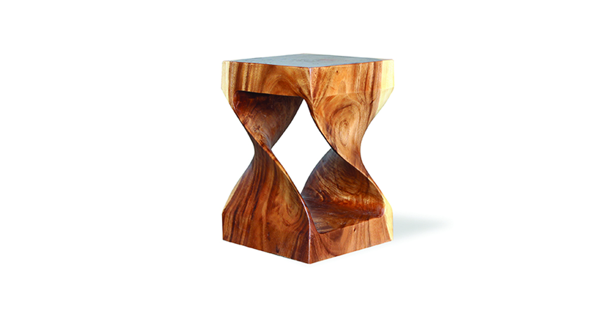Iesha Suar Wood Twisted Stool | Wihardja Teak Furniture Singapore