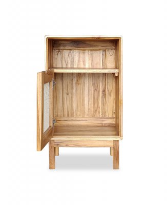 Gabbie Teak Side Table Rattan | Wihardja Teak Furniture Singapore