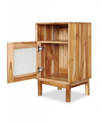 Gabbie Teak Side Table Rattan | Wihardja Teak Furniture Singapore