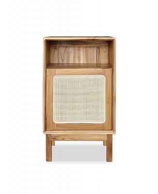 Gabbie Teak Side Table Rattan | Wihardja Teak Furniture Singapore