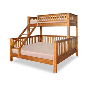 Jeanie Teak Double Decker Bunk Bed Super Single and Single | Wihardja ...