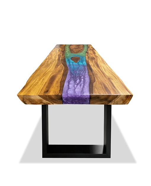 Brooklyn Suar Wood Dining Table- River Like Rainbow Galaxy Resin | Shop ...