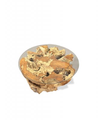 Mesha Teak Roots Coffee Table Round | Shop Furniture Online in Singapore