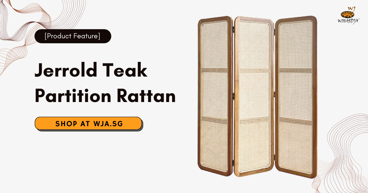 Jerrold Teak Partition Rattan | Wihardja Teak Furniture Singapore