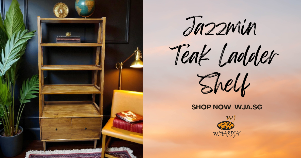 Jazzmin Teak Ladder Shelf | Wihardja Teak Furniture Singapore