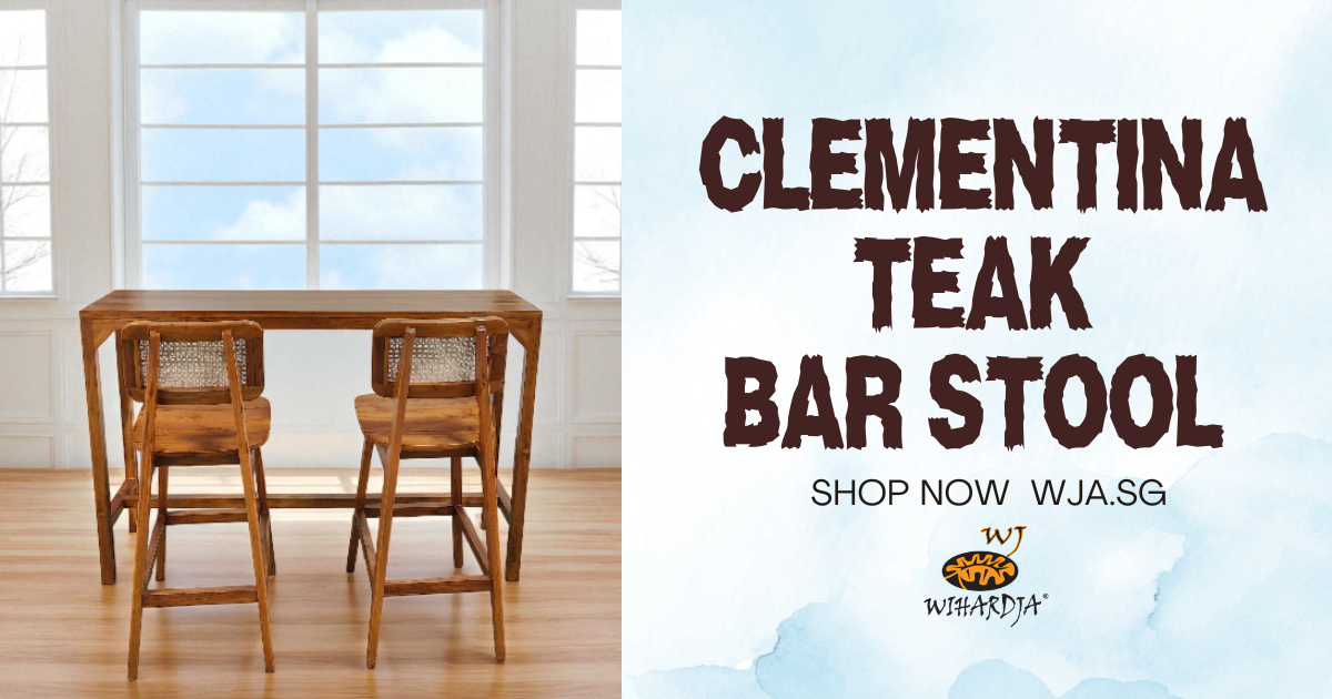 Clementina Teak Bar Stool Rattan | Wihardja Furniture Singapore